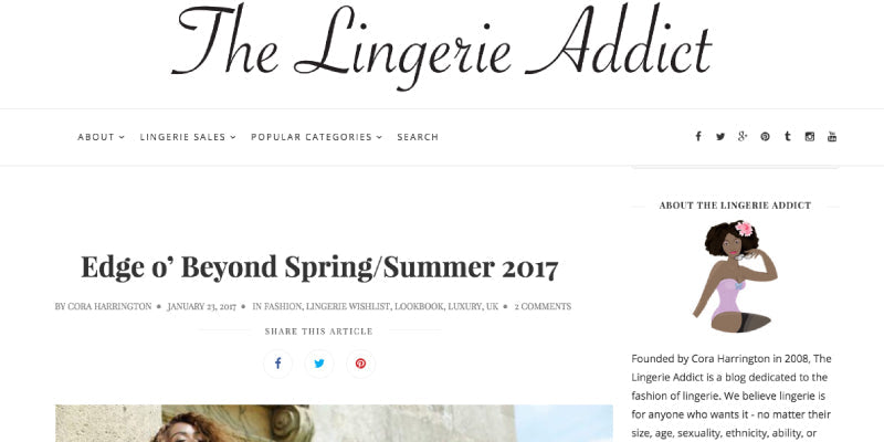 Edge o' Beyond Spring/Summer 2017, published in The Lingerie Addict Jan ...