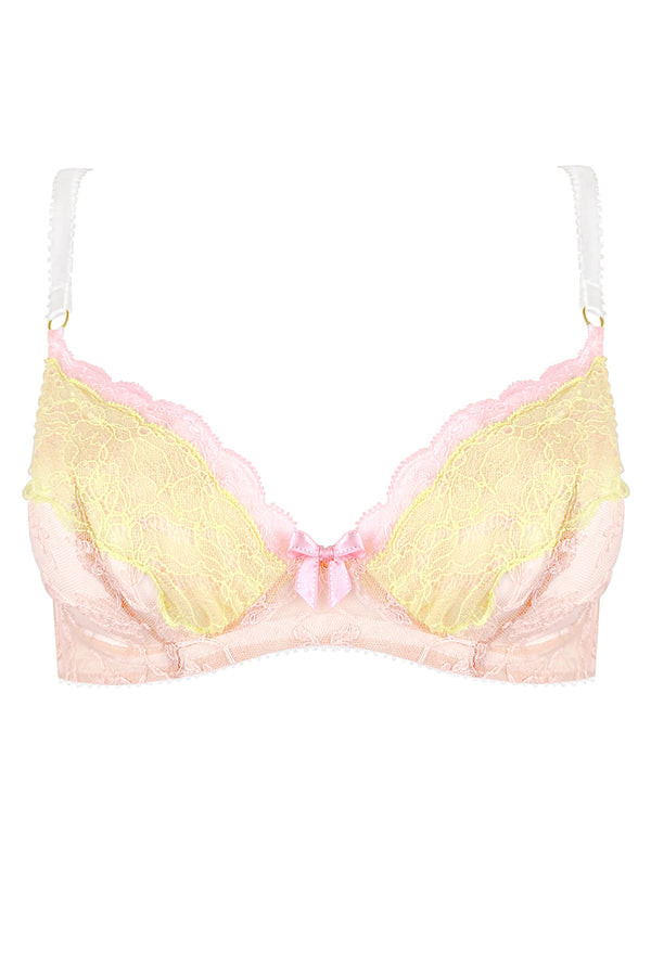 Sarah Pink Bunny-Inspired Plunge Bra | Luxury Pink Embroidery + Yellow ...