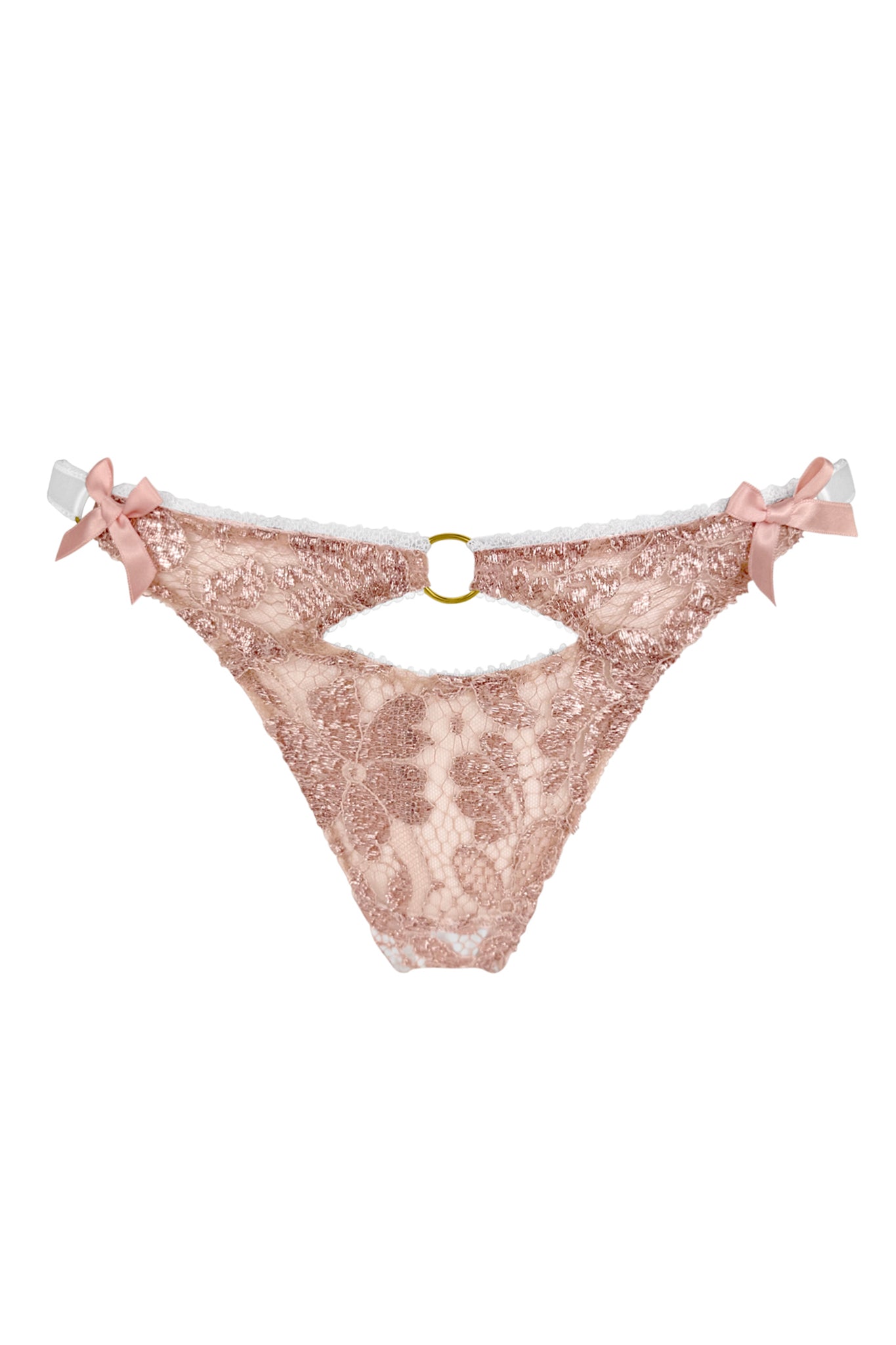 Lucy Ivory Thong | Luxury Rose-Toned French Lace Lingerie by Edge o ...