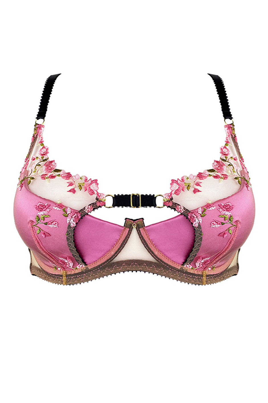 Charlotte Bonbon Quarter-Cup Bra | Floral Embroidered Luxury Lingerie ...