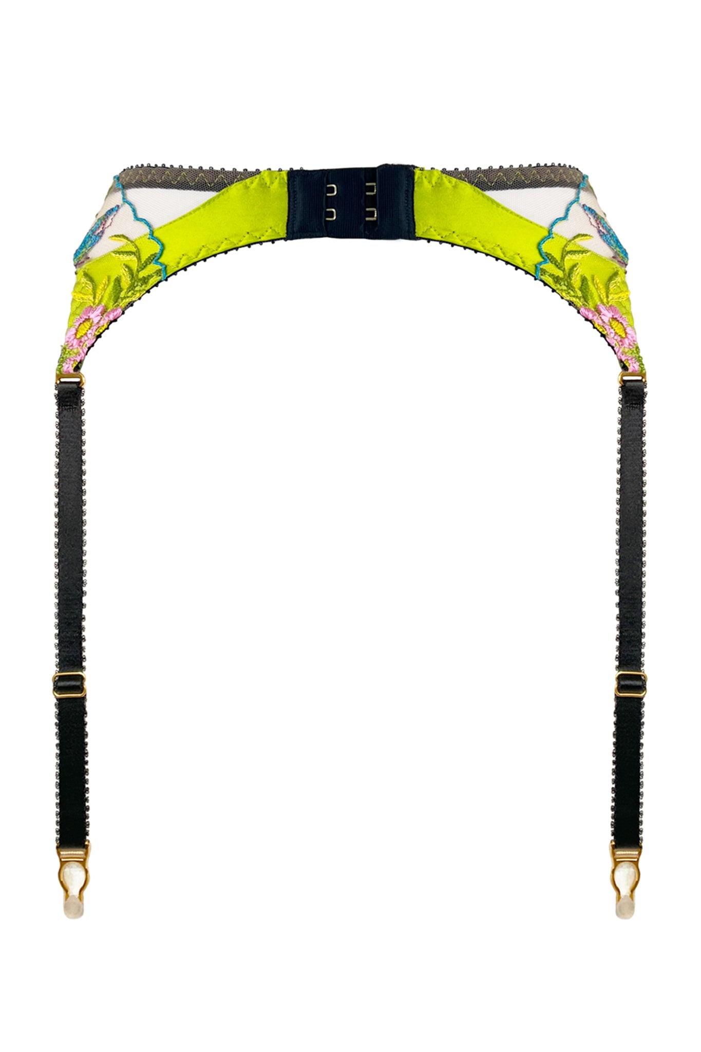 Keri Suspender | Bright Embroidered Green Luxury Lingerie | Designer ...