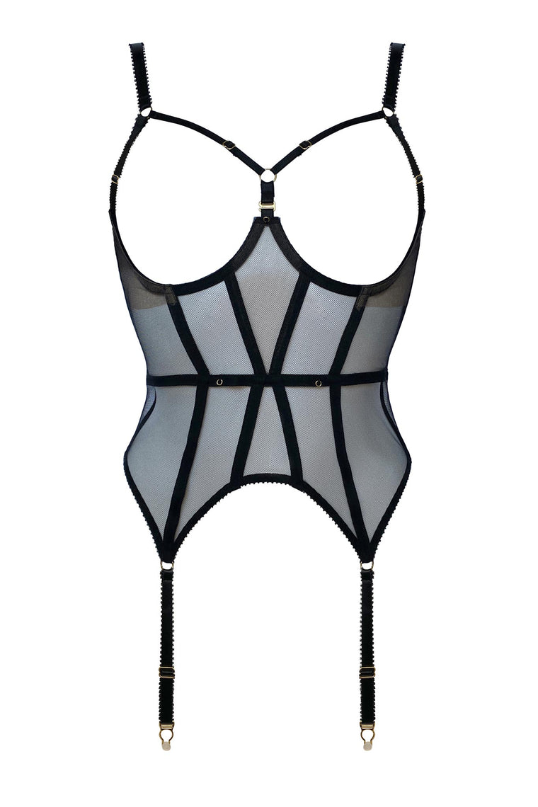 Marinette Black Cupless Basque | Everyday Luxury Lingerie—Sheer ...