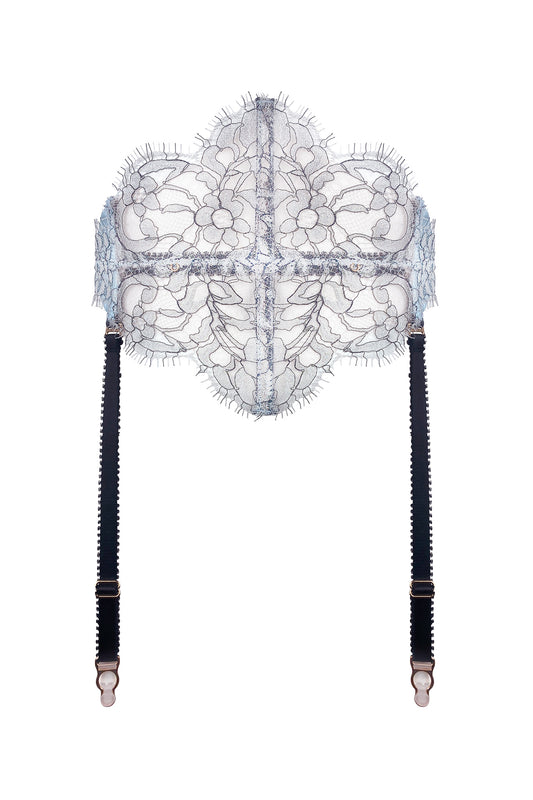 Vanessa Ciel Ouvert Unbutton Bra | Blue Silk + Lace Luxury Lingerie ...