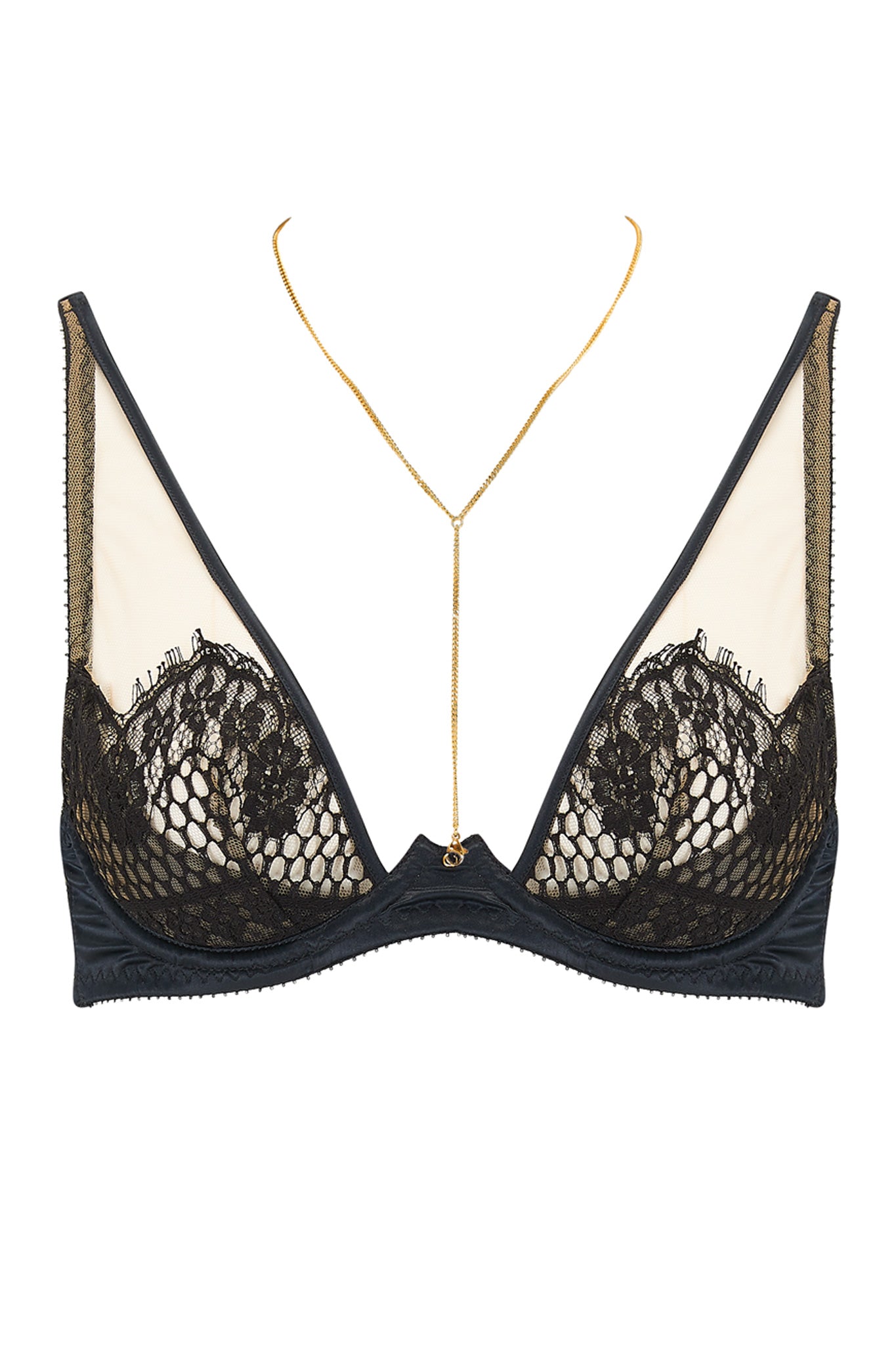 Kathryn High Apex Bra | Sheer Luxe Lace Black Lingerie | Luxury ...